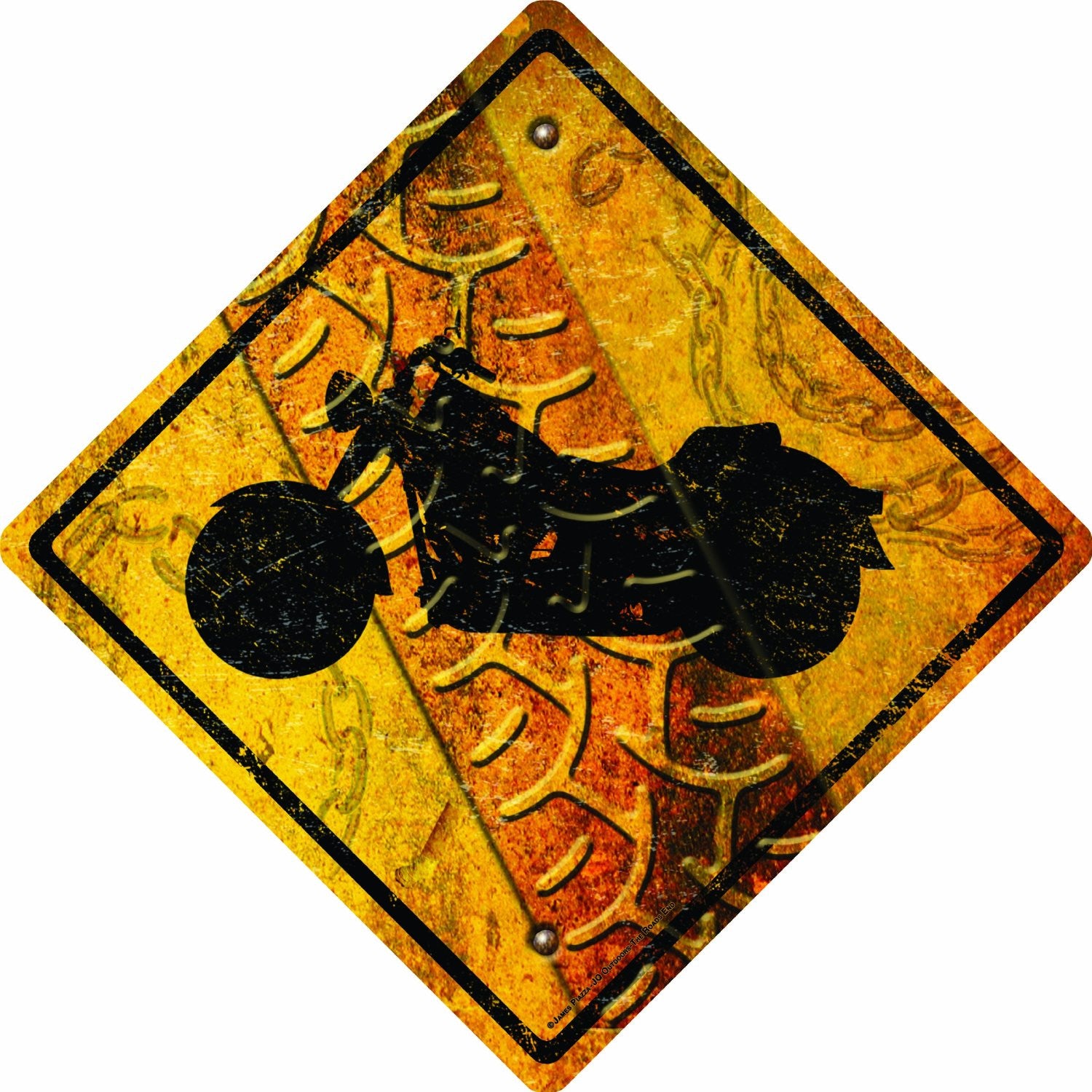 Motorcycle Crossing Tin Sign - Army Navy Gear